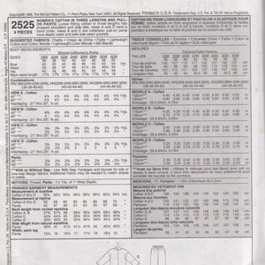 V Neck Pullover Caftan Tunic Top Pull on Pants Pattern Mccalls 2525 ...