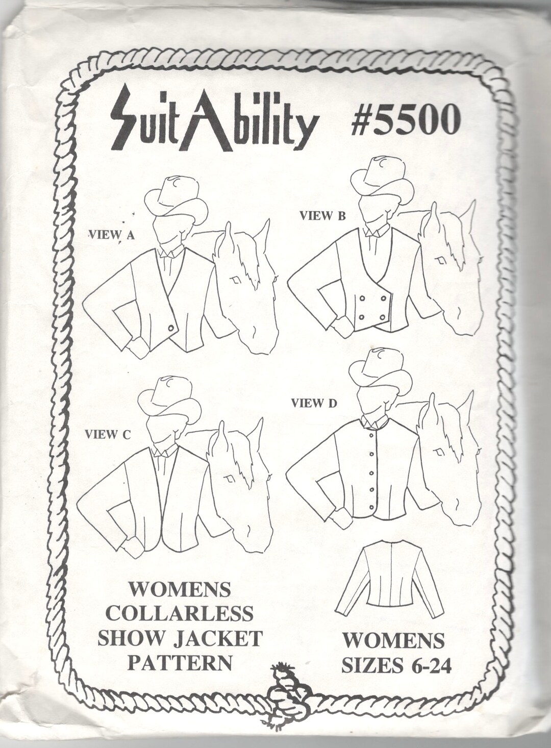 Suitability 5500 Misses Collarless Show Jacket Pattern 4 Styles Womens ...