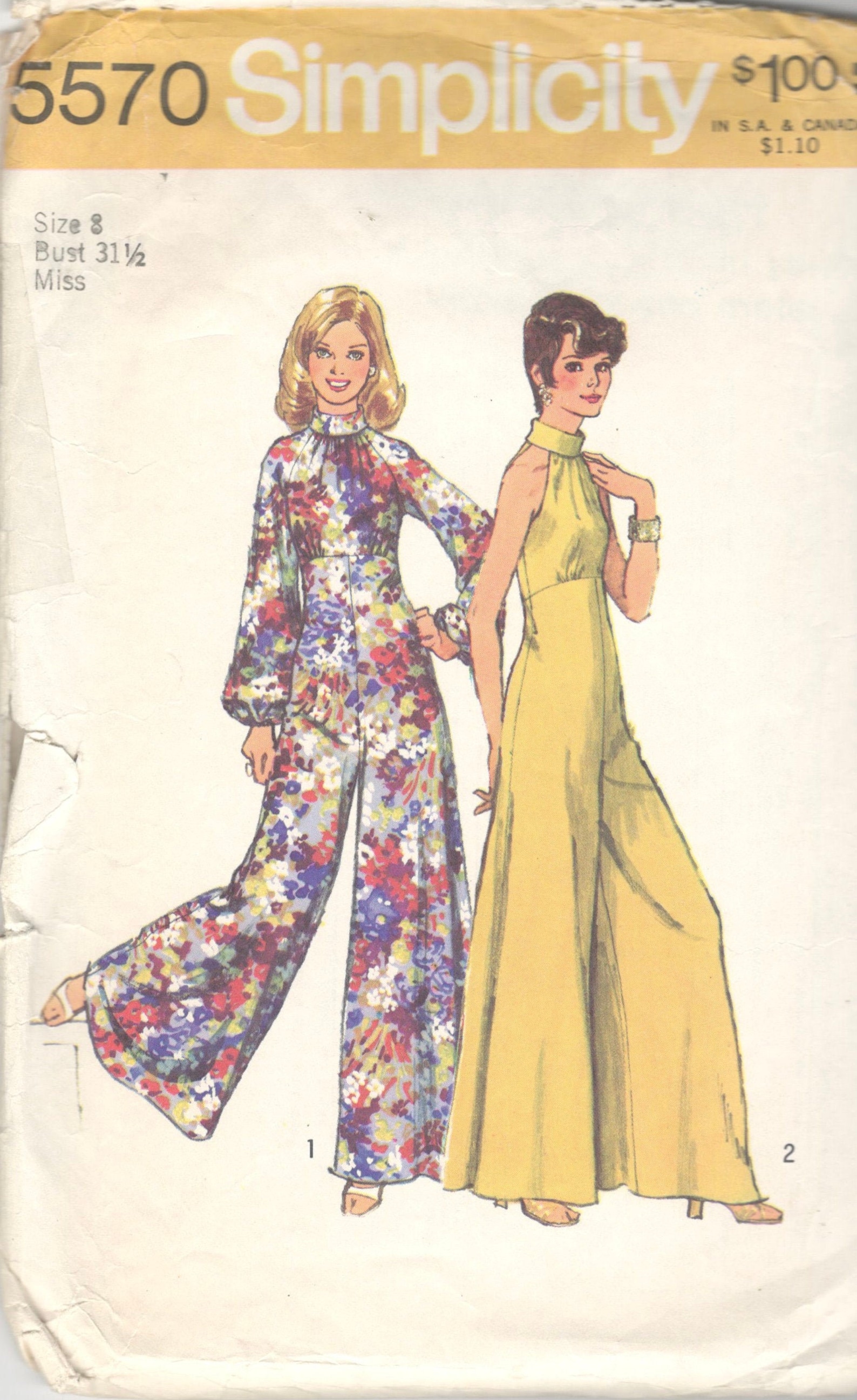 Simplicity 5570 1970s Misses Glamorous Halter Palazzo Jumpsuit | Etsy