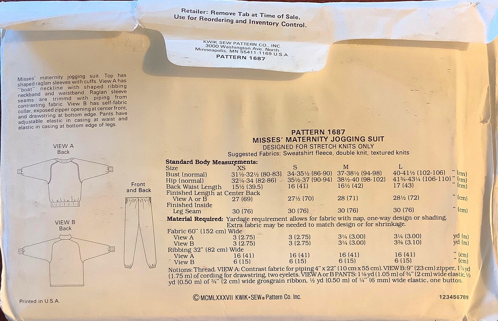 Kwik Sew 1687 1980s Maternity Jogging Suit Pattern Pullover Top Pants ...