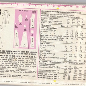 1970s Simplicity 6683 Square Neck Maternity Dress Top and Pants Pattern ...