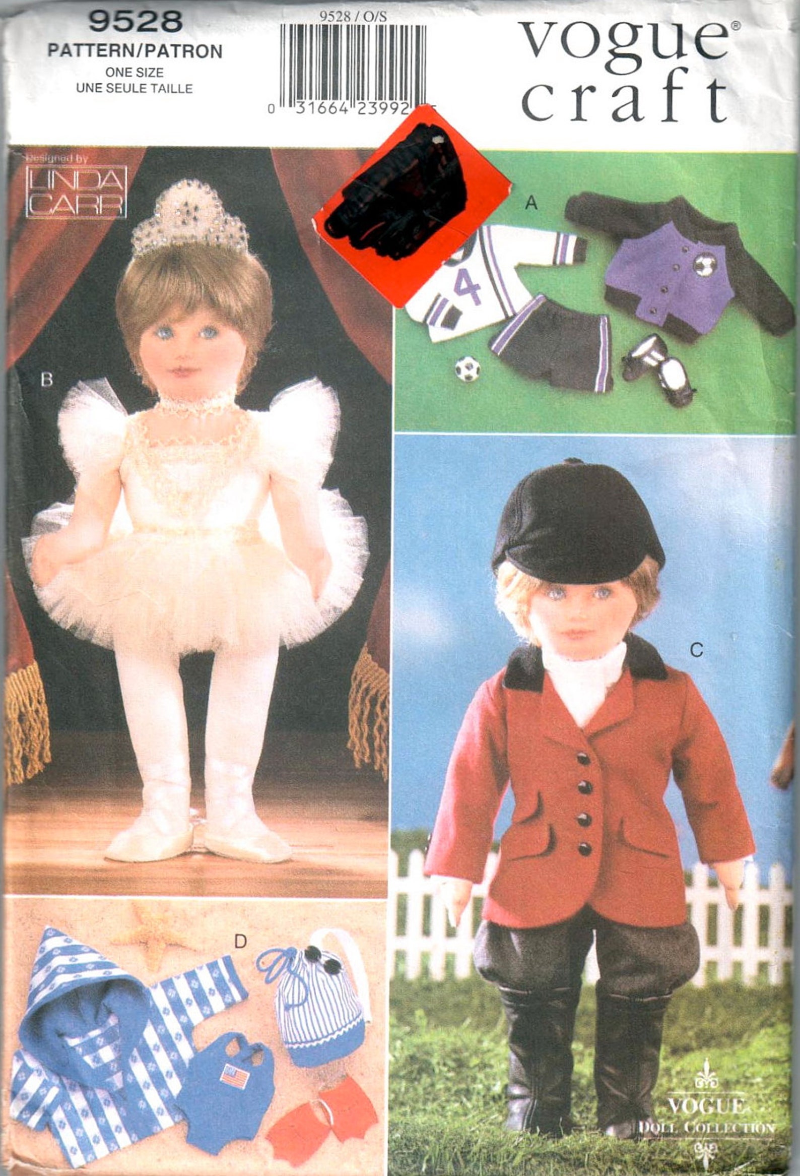 Vogue 9528 Sewing Pattern for Doll Clothes 18" Dolls Linda Carr Costume ...