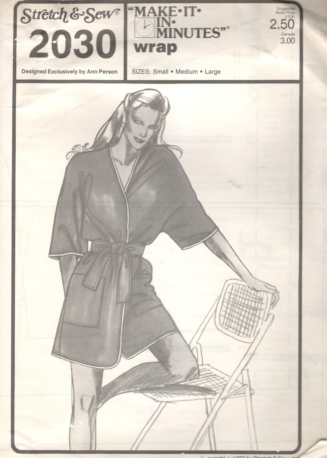 Stretch & Sew 2030 1980s Misses Kimono Sleeve Robe Pattern Make It in ...
