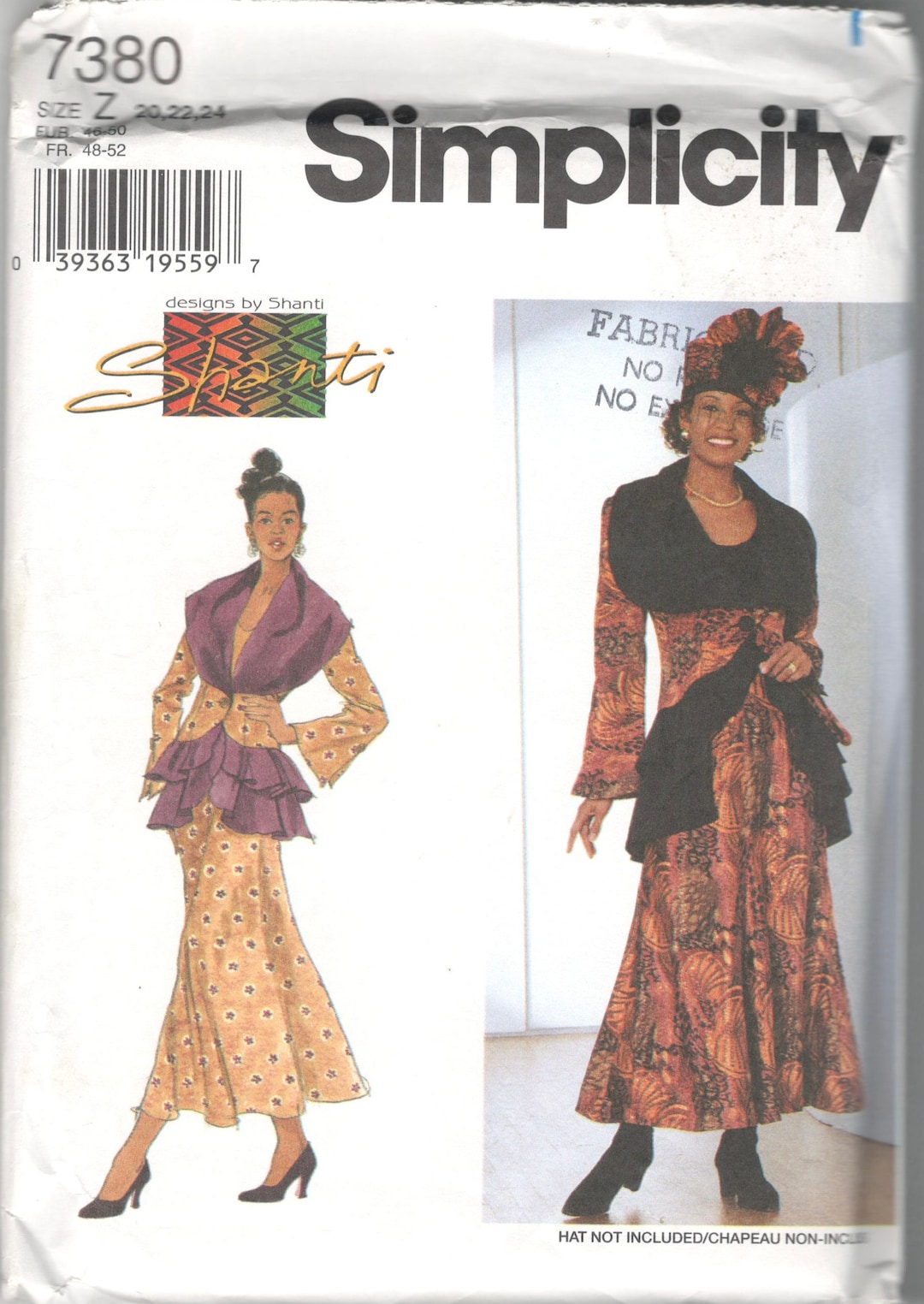 Simplicity 7380 Afrocentric Double Peplum Jacket Flared Skirt Pattern ...