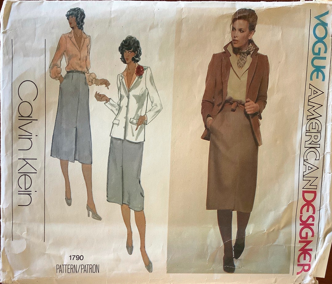 Vogue 1790 1970s Calvin Klein Misses Suit Pattern Jacket Blouse and ...