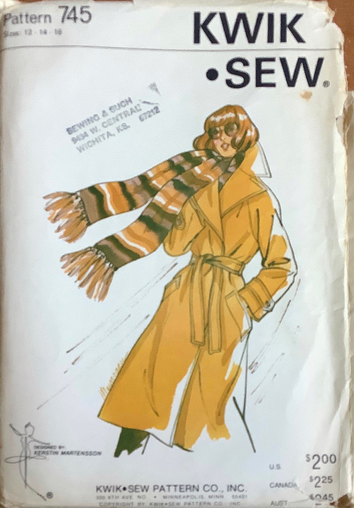 Kwik Sew 745 1970s Misses Lined Wrap Trench Coat Pattern Spy Coat ...