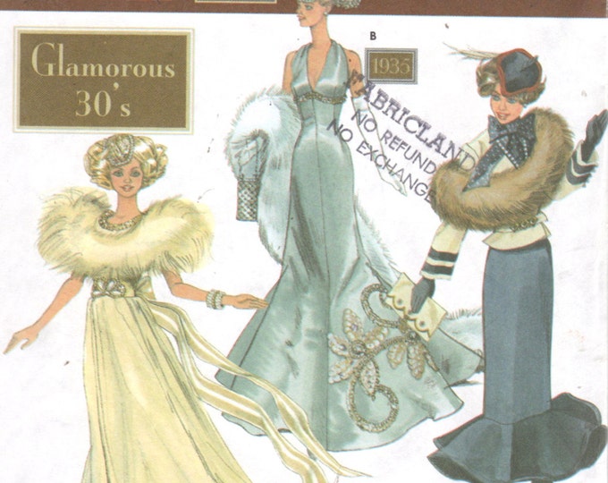 Simplicity 9704 Glamorous 30s Fashion Doll Clothes Pattern Gown Dress ...