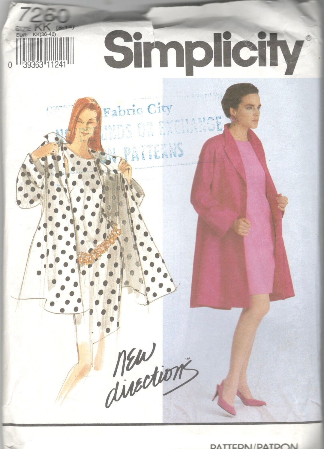 1990s Simplicity 7260 Misses Swing Coat in 2 Lengths and Dress Pattern ...