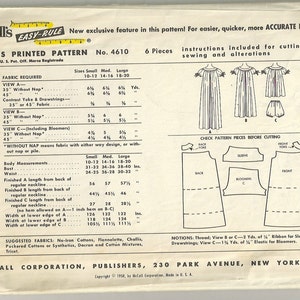 1950s Mccalls 4610 Muu Muu Pattern for Sleeping or Lounging Womens ...