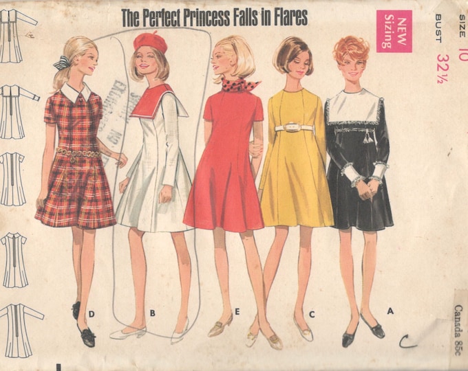 1960s Butterick 5368 Whirl Away Dress Pattern Wrap Dress Scoop Neck ...