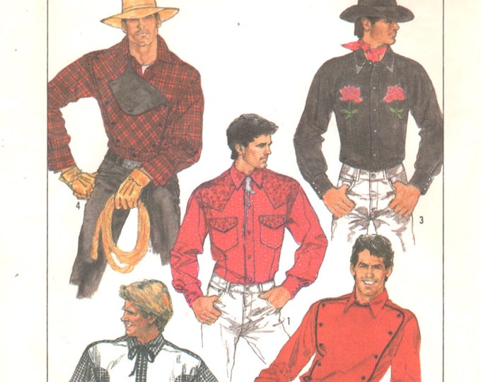 Simplicity 8473 1980s Fitted Mens WESTERN Shirt Pattern Snap Bib ...