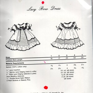 Chery Williams 1980s Girls Lacy Bow Dress Pattern Victorian Style Puff ...