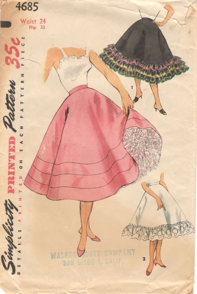 1950s Simplicity 4685 Misses Flared Petticoat Pattern Womens - Etsy