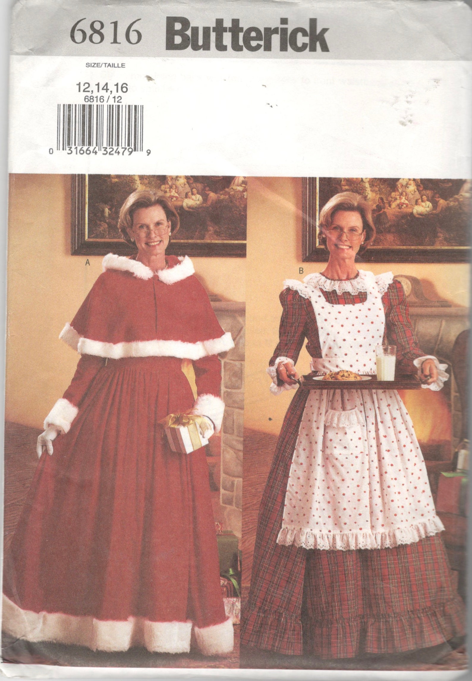 Butterick 6816 Misses Mrs Claus Costume Pattern Maxi Dress | Etsy