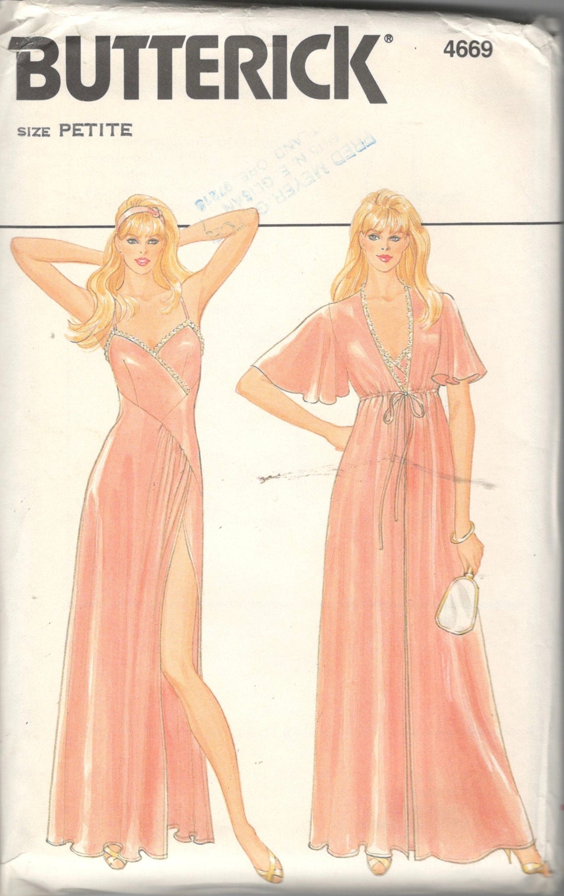 Butterick 4669 1980s Misses Asymmetrical Nightgown Robe - Etsy