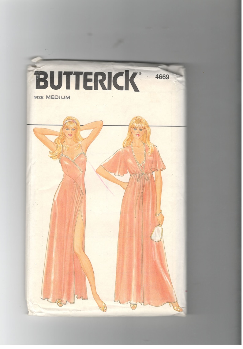 Butterick 4669 1980s Misses Asymmetrical Nightgown Robe - Etsy