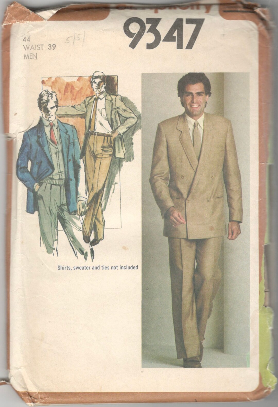 Simplicity 9347 1970s Mens Suit Pattern Double Breasted Jacket and ...