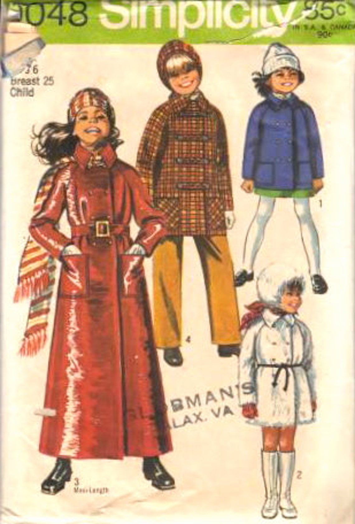 Simplicity 9048 1970s Girls Hood and Double Breasted Coat - Etsy