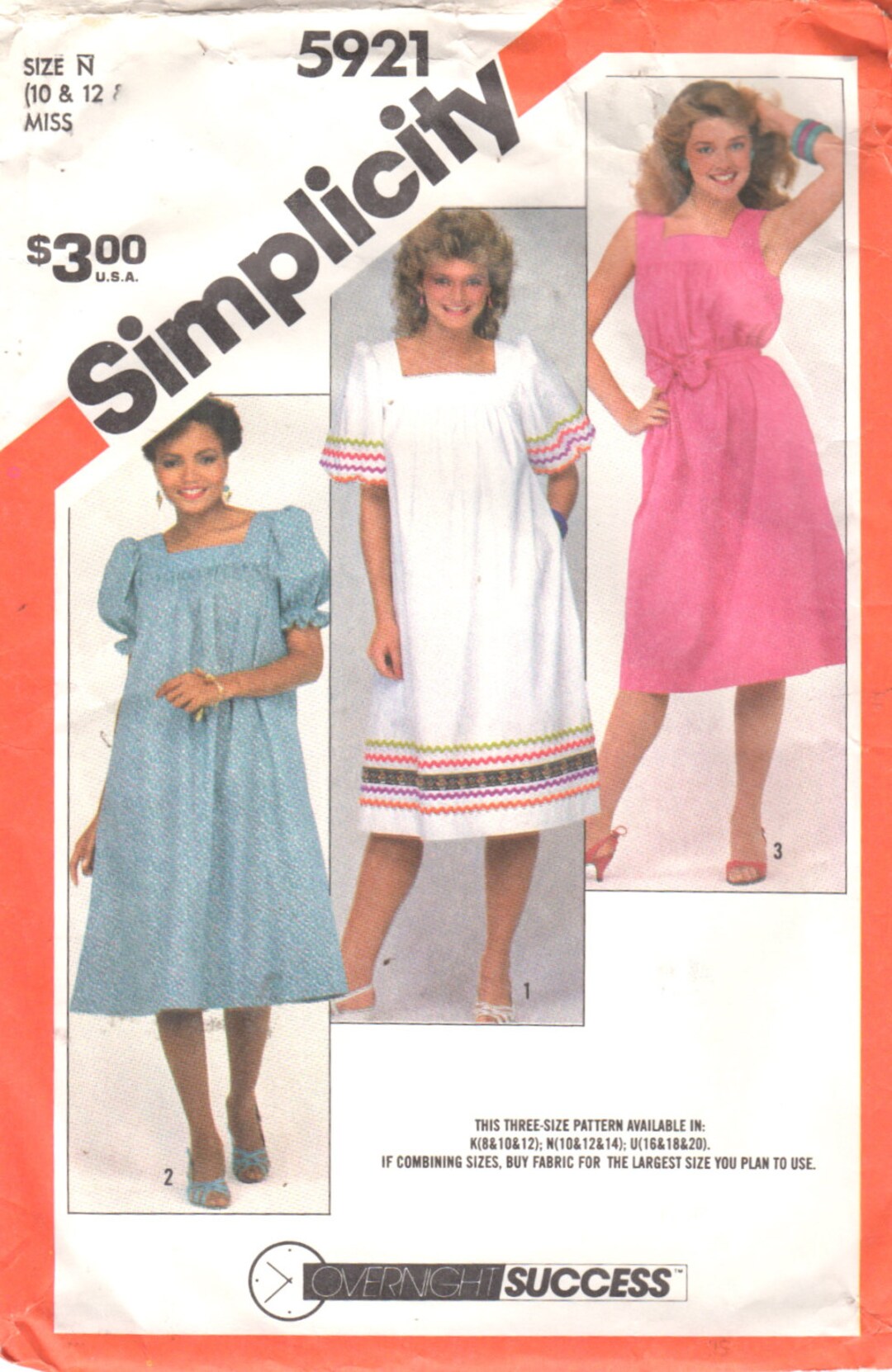 1980s Simplicity 5921 or Simplicity 7427 Pullover Sun Dress Pattern ...