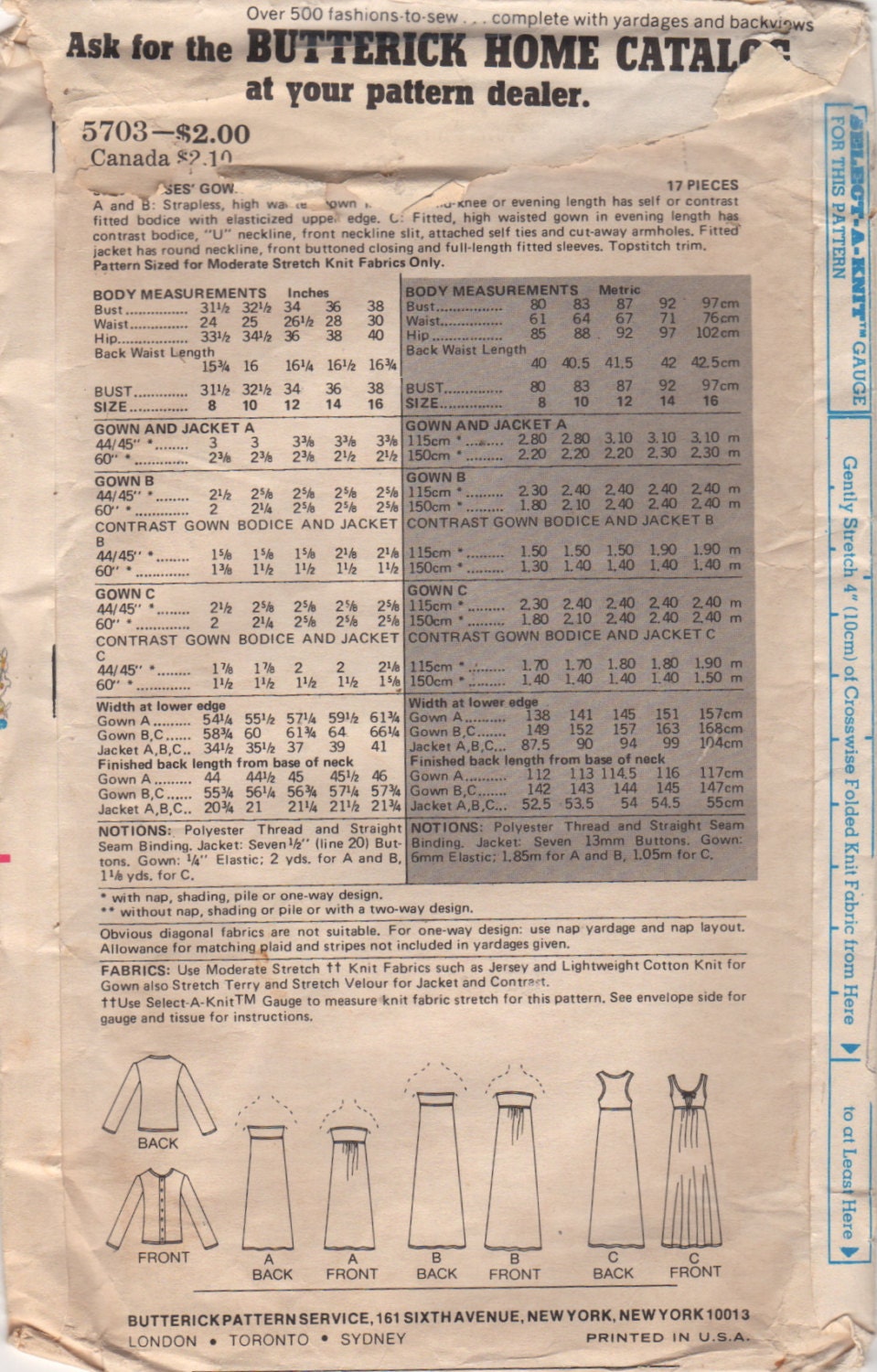 1970s Butterick 5703 Misses Empire Nightgown Strapless Evening Dress ...