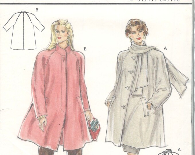 Burda 4919 Misses Swing Coat Pattern Raglan Sleeves Standing Collar ...