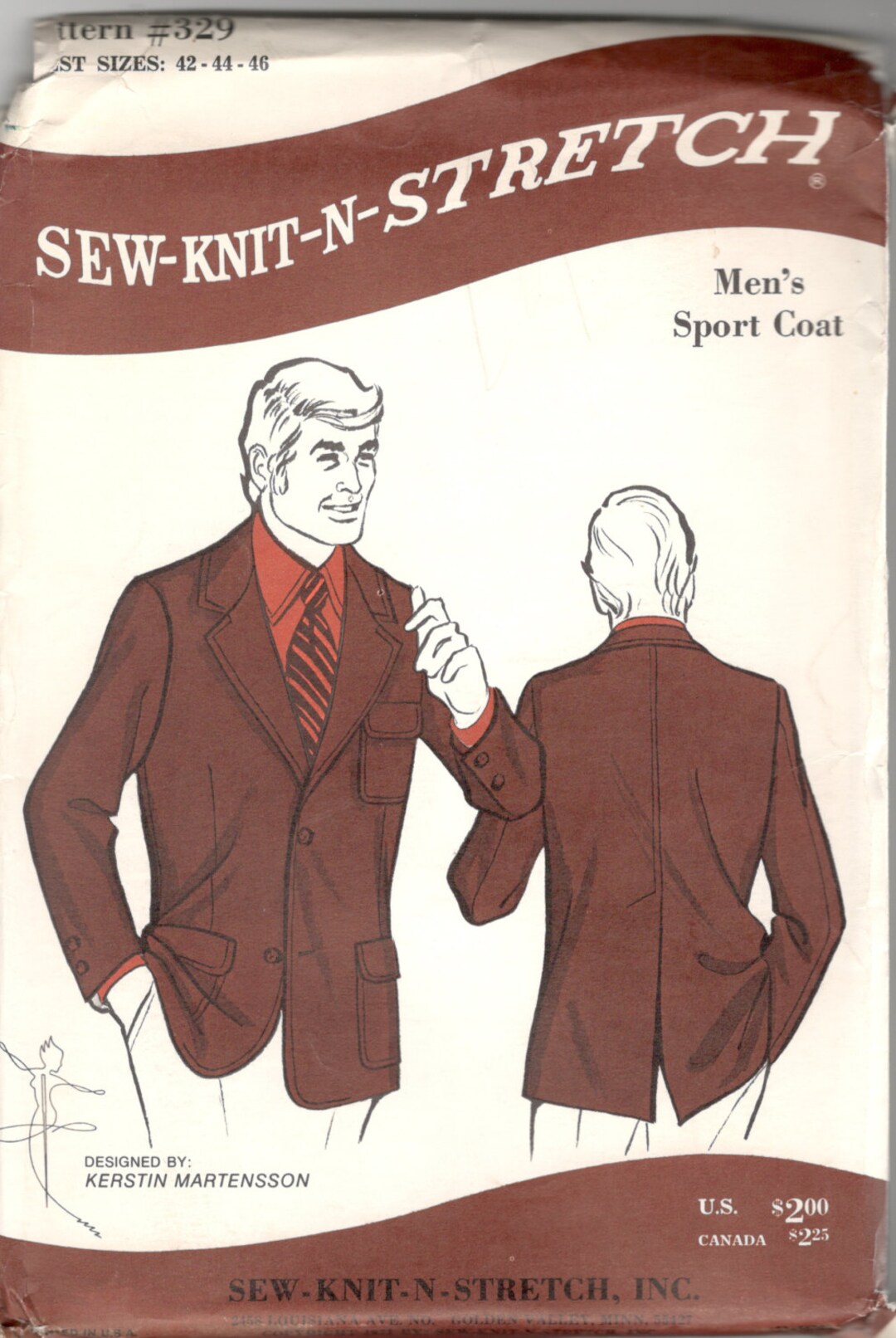 Sew Knit N Stretch 329 1970s Mens Sport Coat Pattern for Double Knits ...
