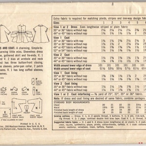 Simplicity 1936 1950s Girls Dress and Coat Pattern Girls Toddlers Vintage Sewing Pattern Size 6 ...