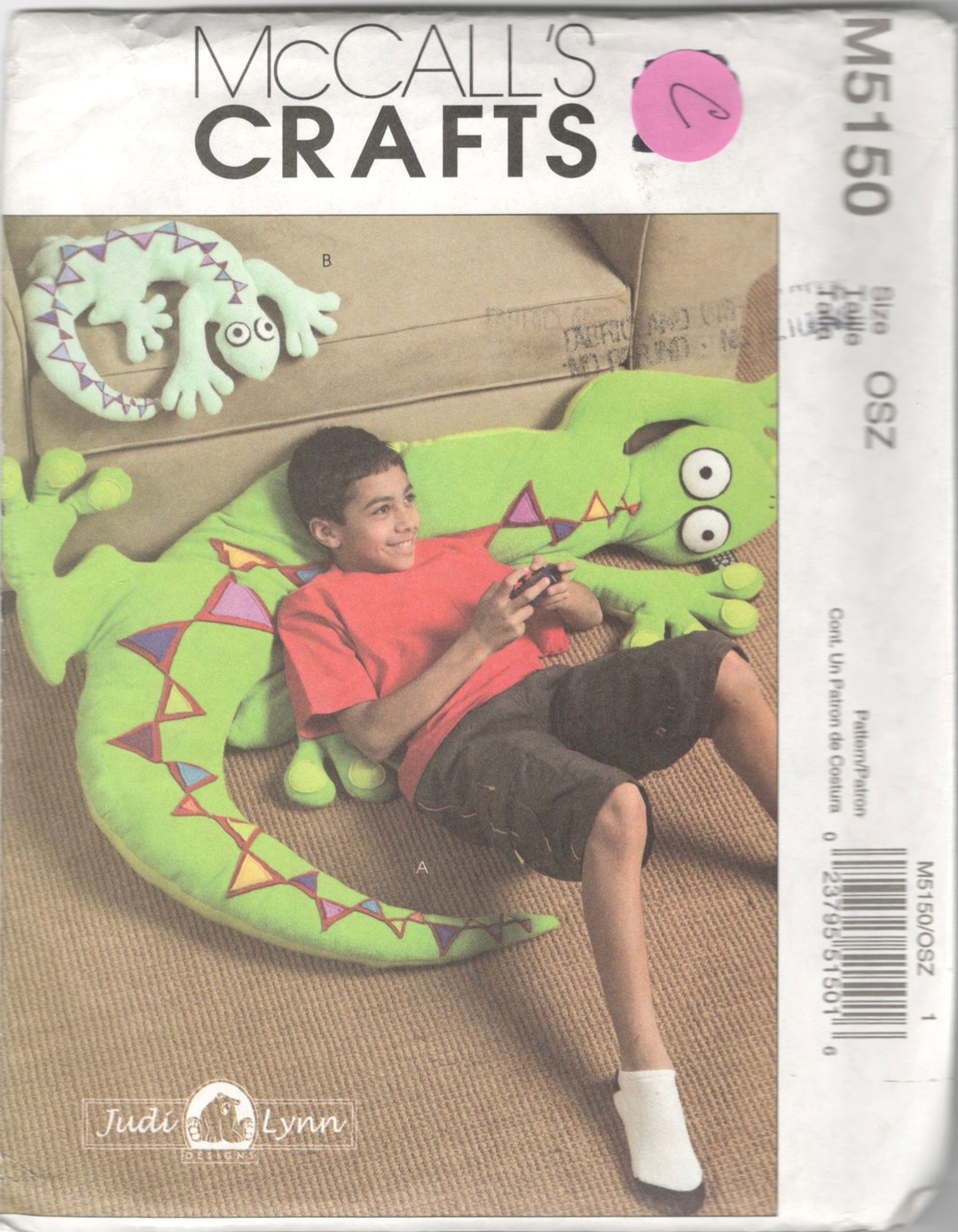 Mccalls 5150 Plush Lizard Pattern 2 Sizes Designer Judi Lynn 63 and 24 ...