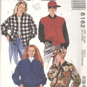Mccalls 6162 Unlined Bomber Jacket and Hat Pattern Loose Fitting Womens ...