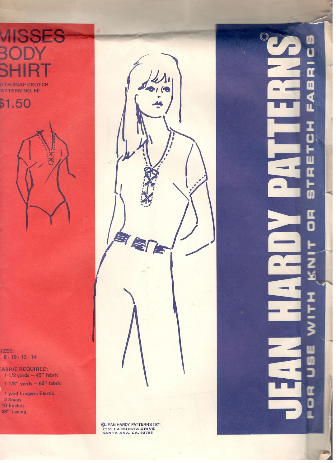 1970s Jean Hardy 50 Misses Snap Crotch V Neck Laced BODYSUIT PATTERN ...