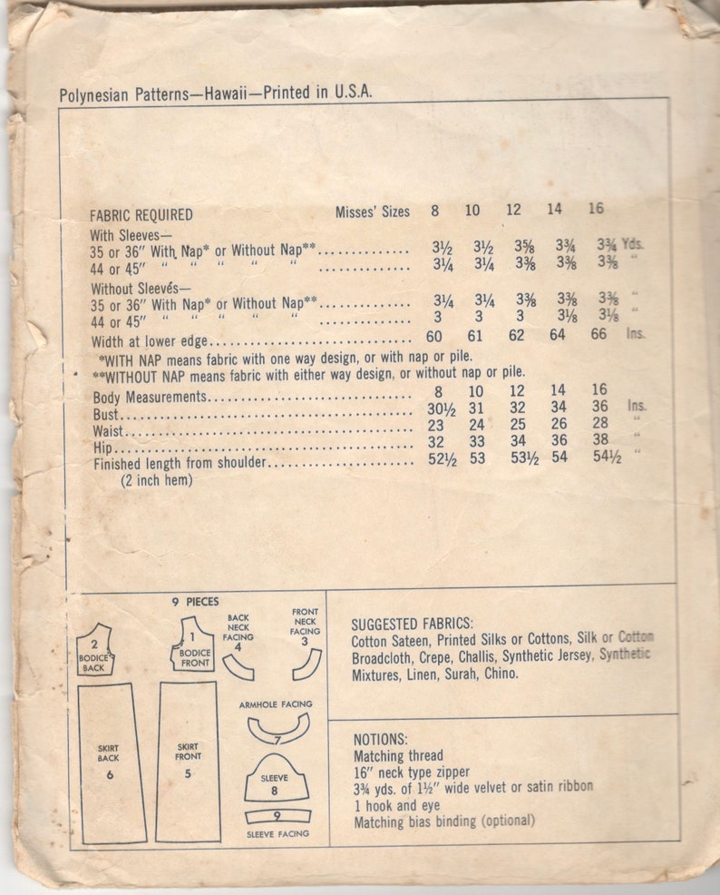 Polynesian Pattern 144 1960s Nani Evening Dress Pattern Nani - Etsy