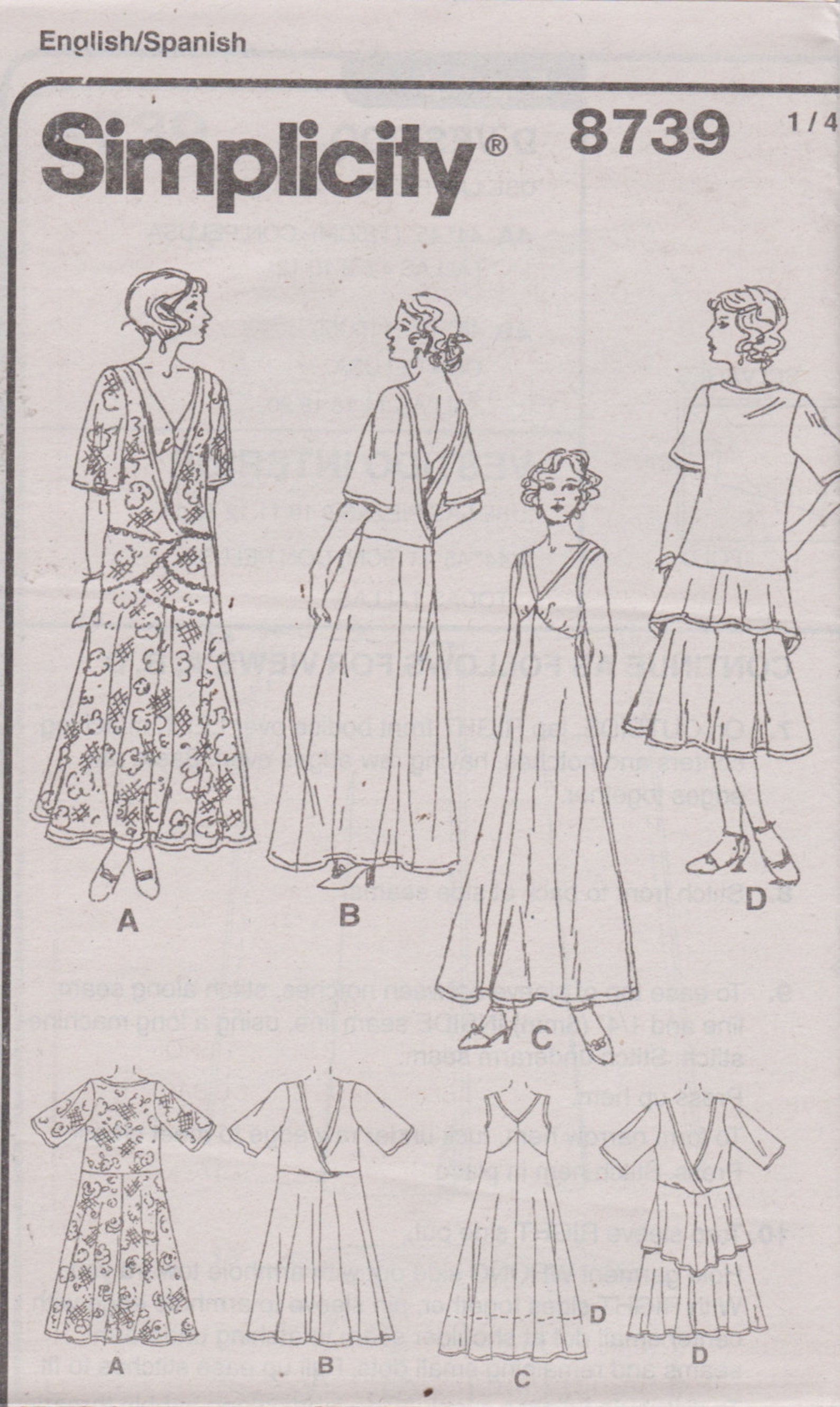 Simplicity 8739 1920s Dress Pattern Great Gatsby Downton Abbey Flapper ...