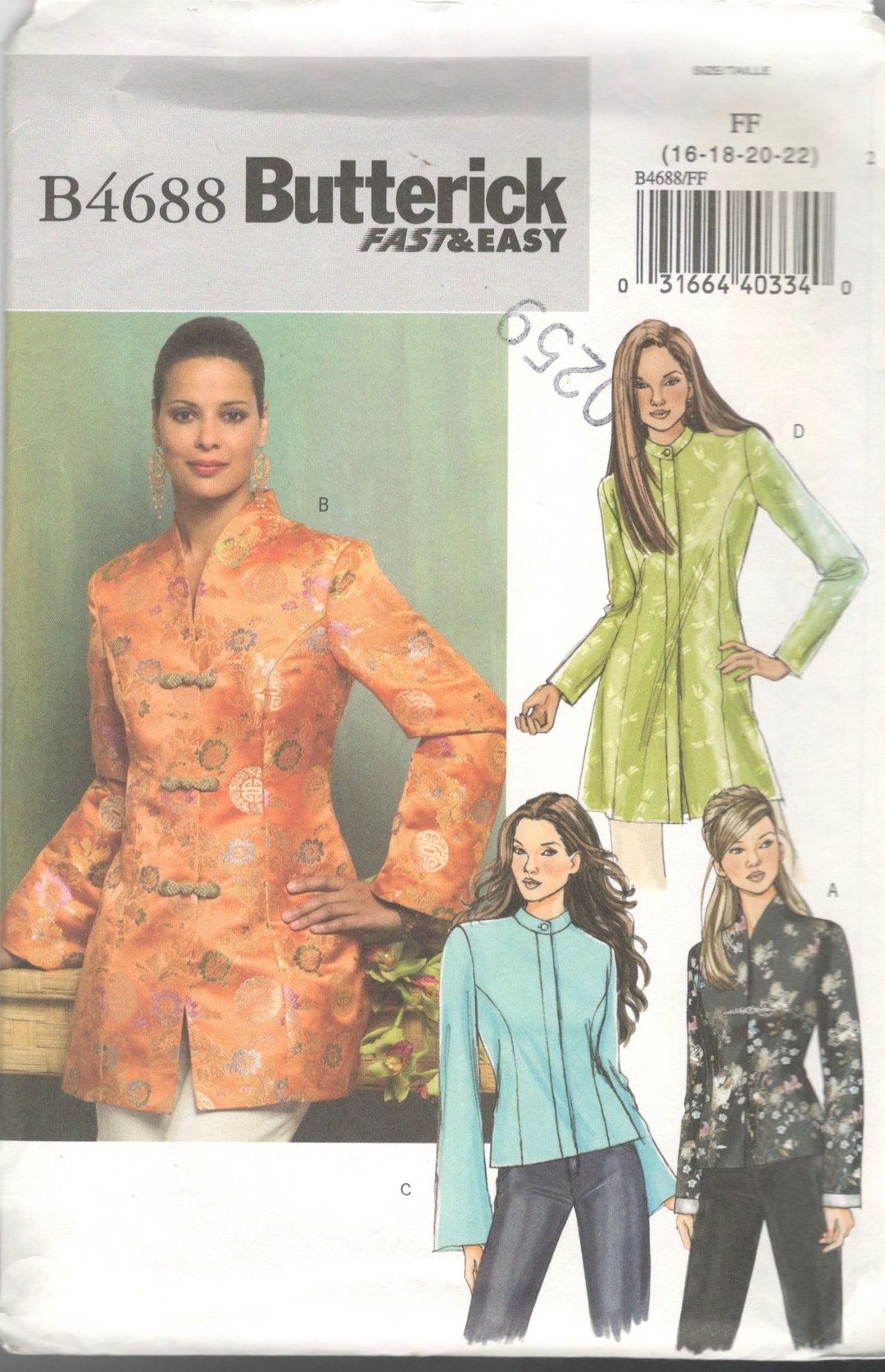Misses Princess Seam Jacket Pattern Tunic 4 Styles Very Easy Butterick ...
