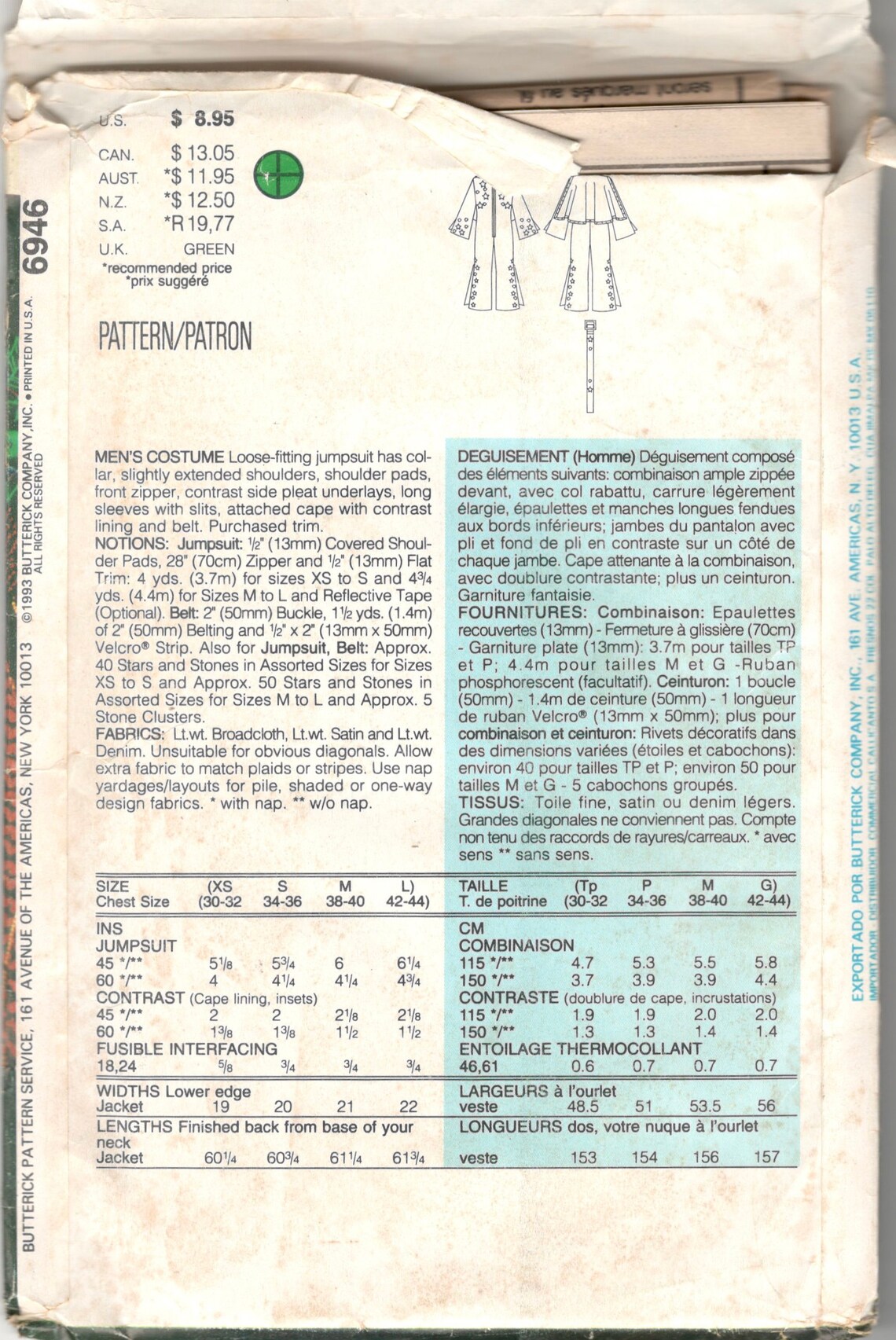 Butterick 6946 Mens Elvis Costume Pattern Viva Las Vegas - Etsy