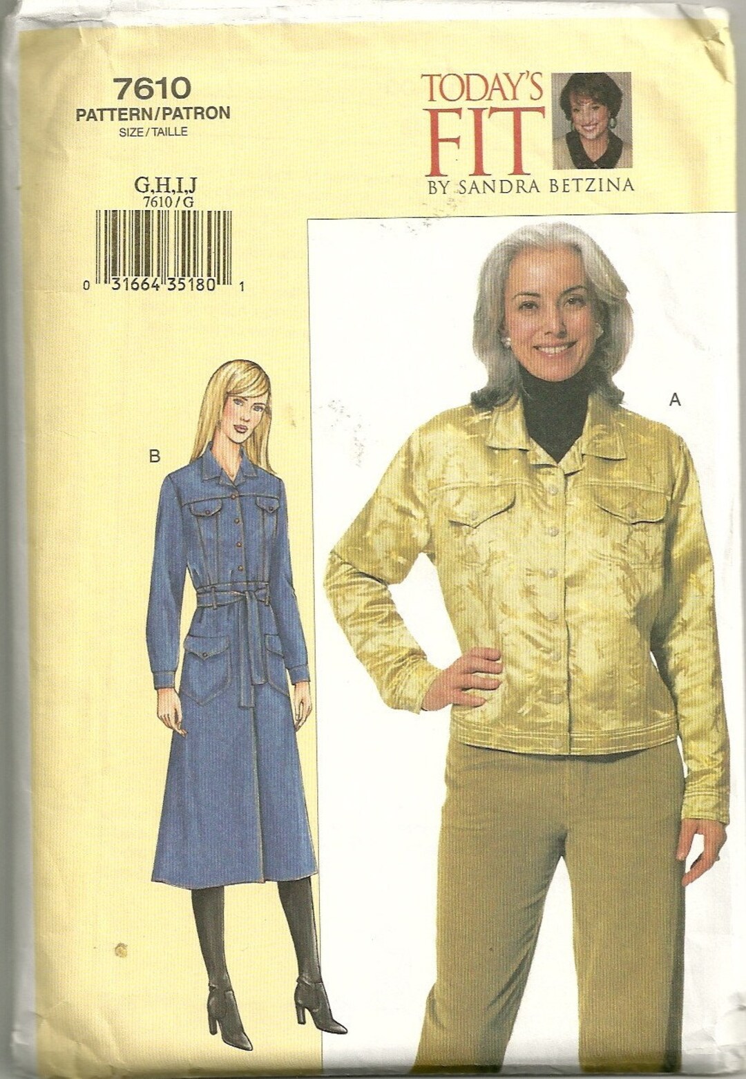 Vogue 7610 Sandra Bettina Loose Fitting Jean Jacket and Coat Pattern ...