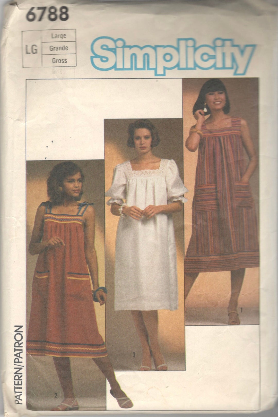 Simplicity 6788 Easy Vintage Womens Float Dress Muu Muu Pattern ...