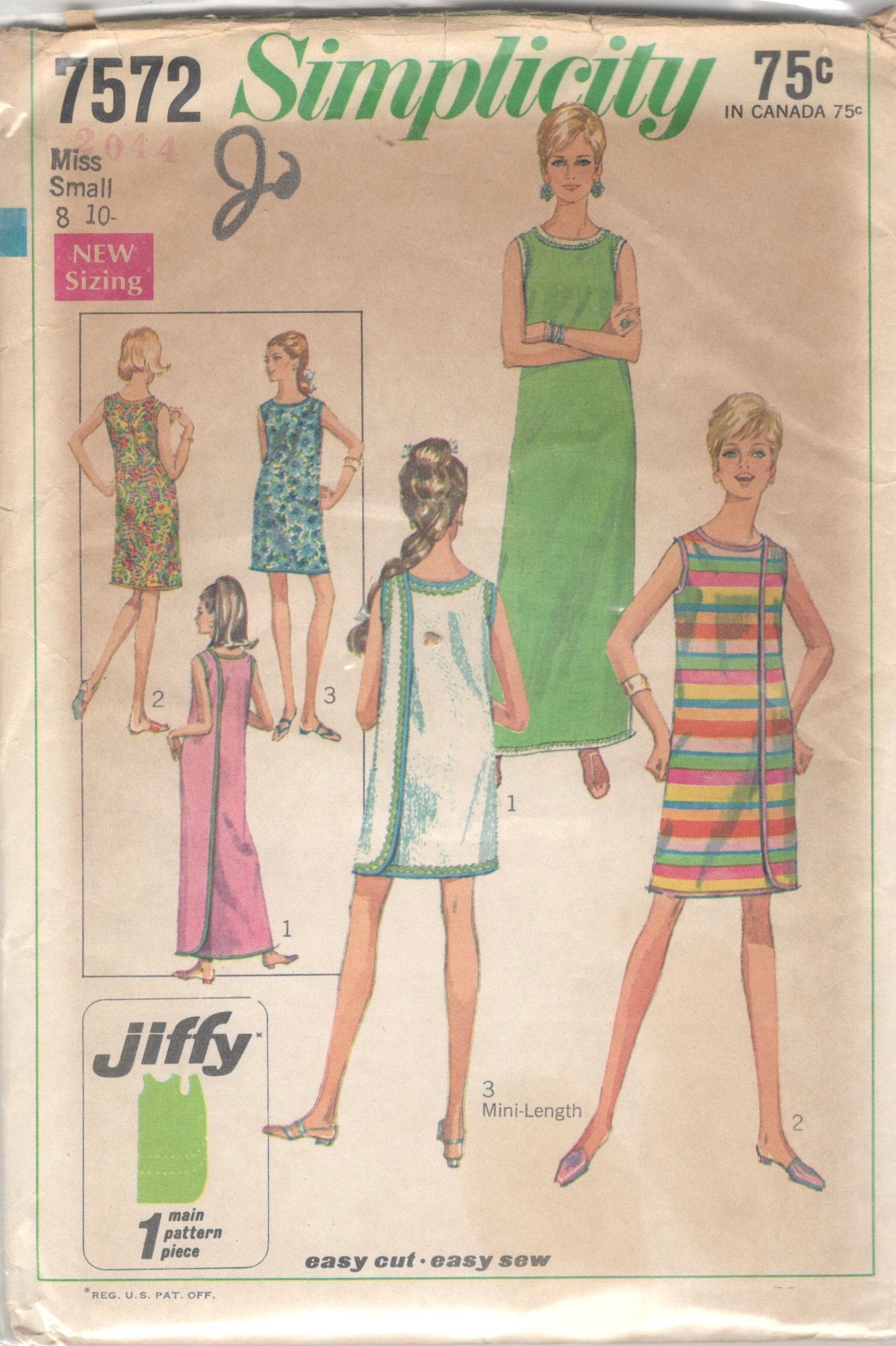 Simplicity 7572 1960s 3 Armhole Wrap Dress Pattern Cover up Womens ...