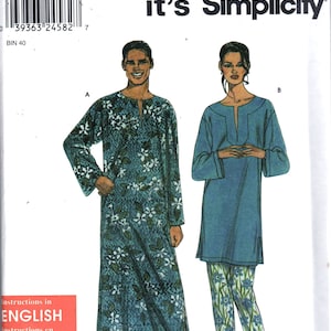Simplicity 9541 Easy Misses Mens Teen Caftan and Top Tunic Pants ...