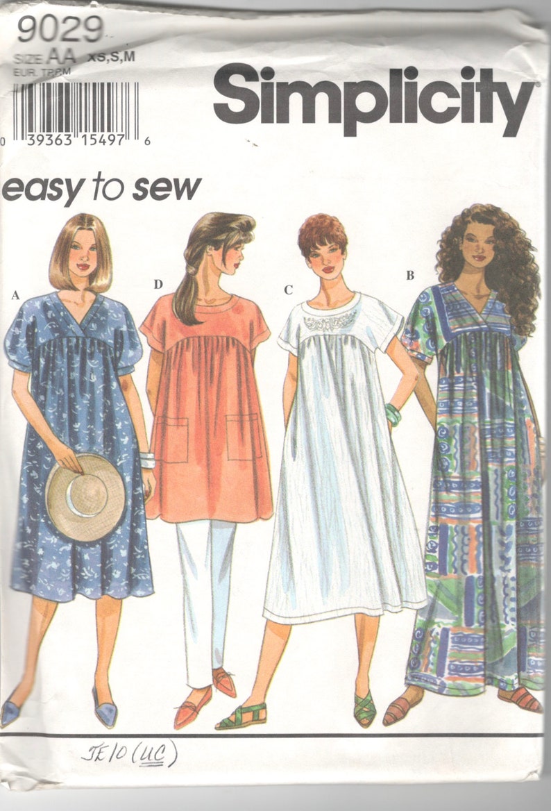 Simplicity 9029 Misses Pullover Empire Waist Caftan Tunic Top - Etsy