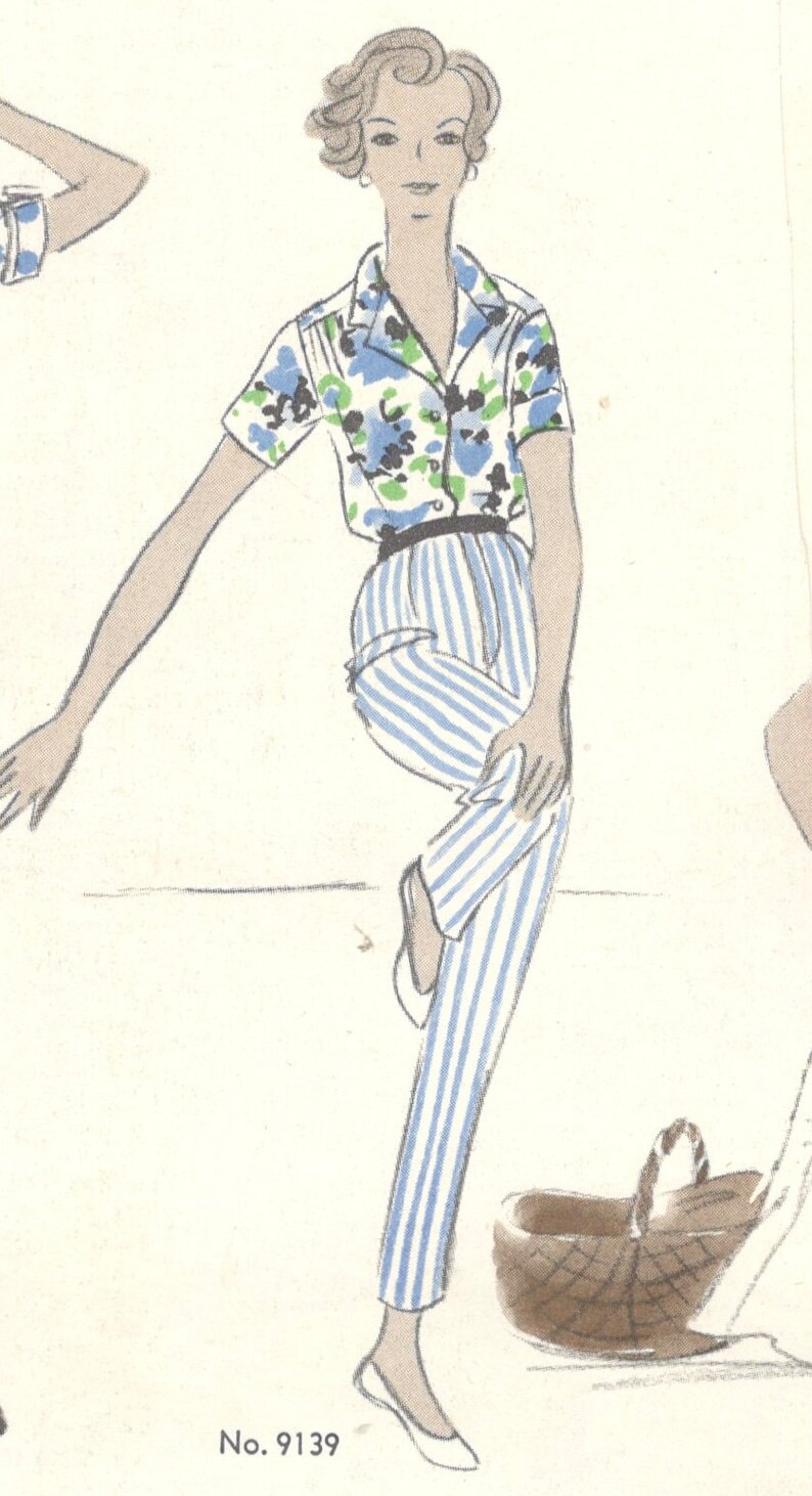 Vogue 9139 1950s Misses Shirt Tapered Slacks and Flared Cobbler ...