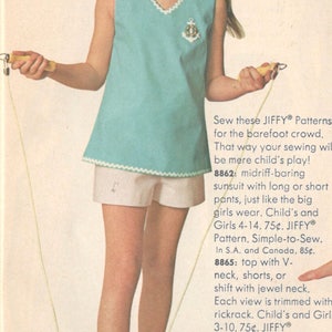 1970s Simplicity 8865 Childs Jiffy Jumper Dress Top Shorts Pattern ...