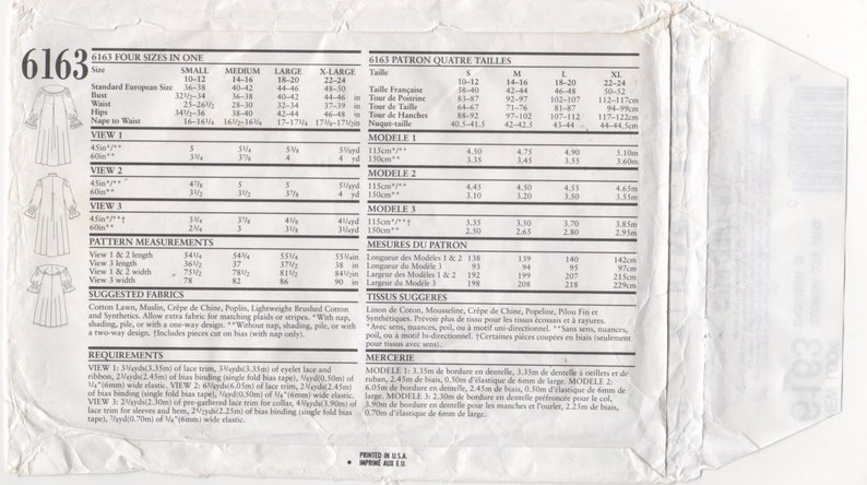 New Look 6163 Misses Victorian Style Nightgown Sewing Pattern - Etsy