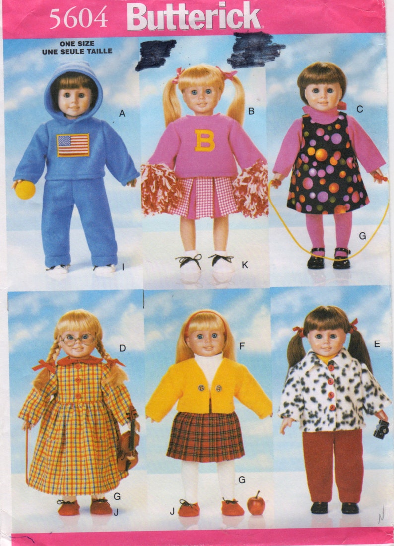 Butterick 5604 18 Inch Doll Clothes Pattern Back to School | Etsy
