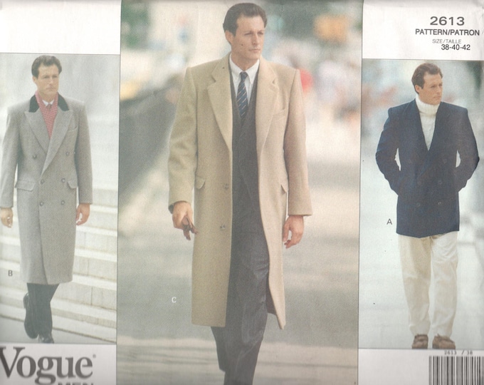 Vogue 2613 Mens Lined Coat Pattern Jacket Overcoat Formal - Etsy