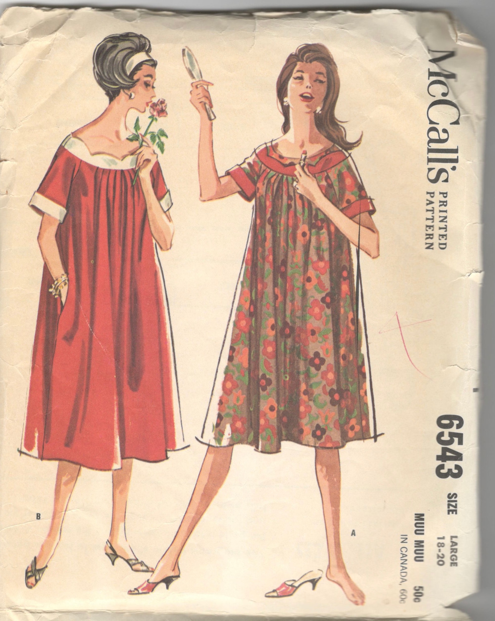 Mccalls 6543 Scallop Neck Muu Muu Pattern Raglan Sleeves Womens Vintage ...