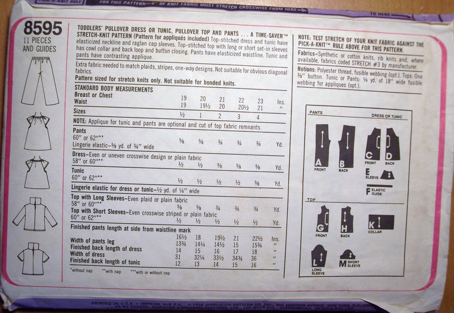 Simplicity 8595 1970s Toddlers Pullover Dress Cowl Neck Top - Etsy