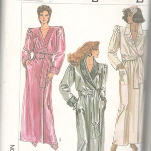 Simplicity 7186 1980s Misses V Neck Wrap Robe Pattern Collar Options ...