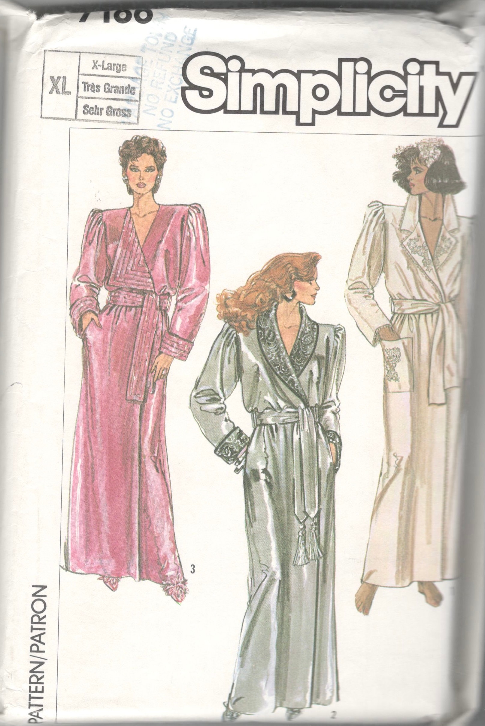 Simplicity 7186 1980s Misses V Neck Wrap Robe Pattern Collar | Etsy