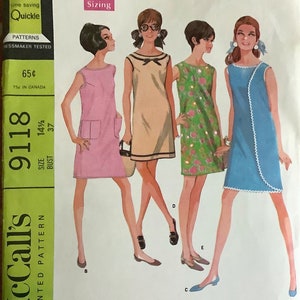 1960s Mccalls 9118 3 Armhole Dress Pattern 6 Versions Womens Vintage ...
