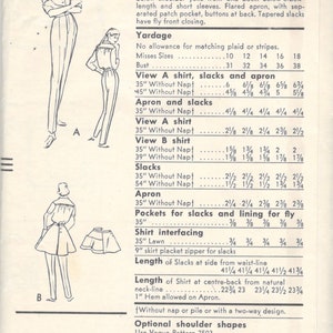 Vogue 9139 1950s Misses Shirt Tapered Slacks and Flared Cobbler ...
